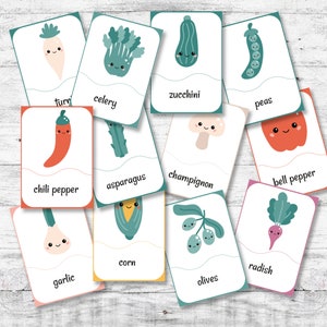 24 PDF Digital Printable Vegetables Cards, Vegetables Flashcards ...