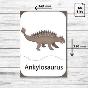 16 PDF Digital Printable Dinosaur Flash Cards, Printable Montessori ...