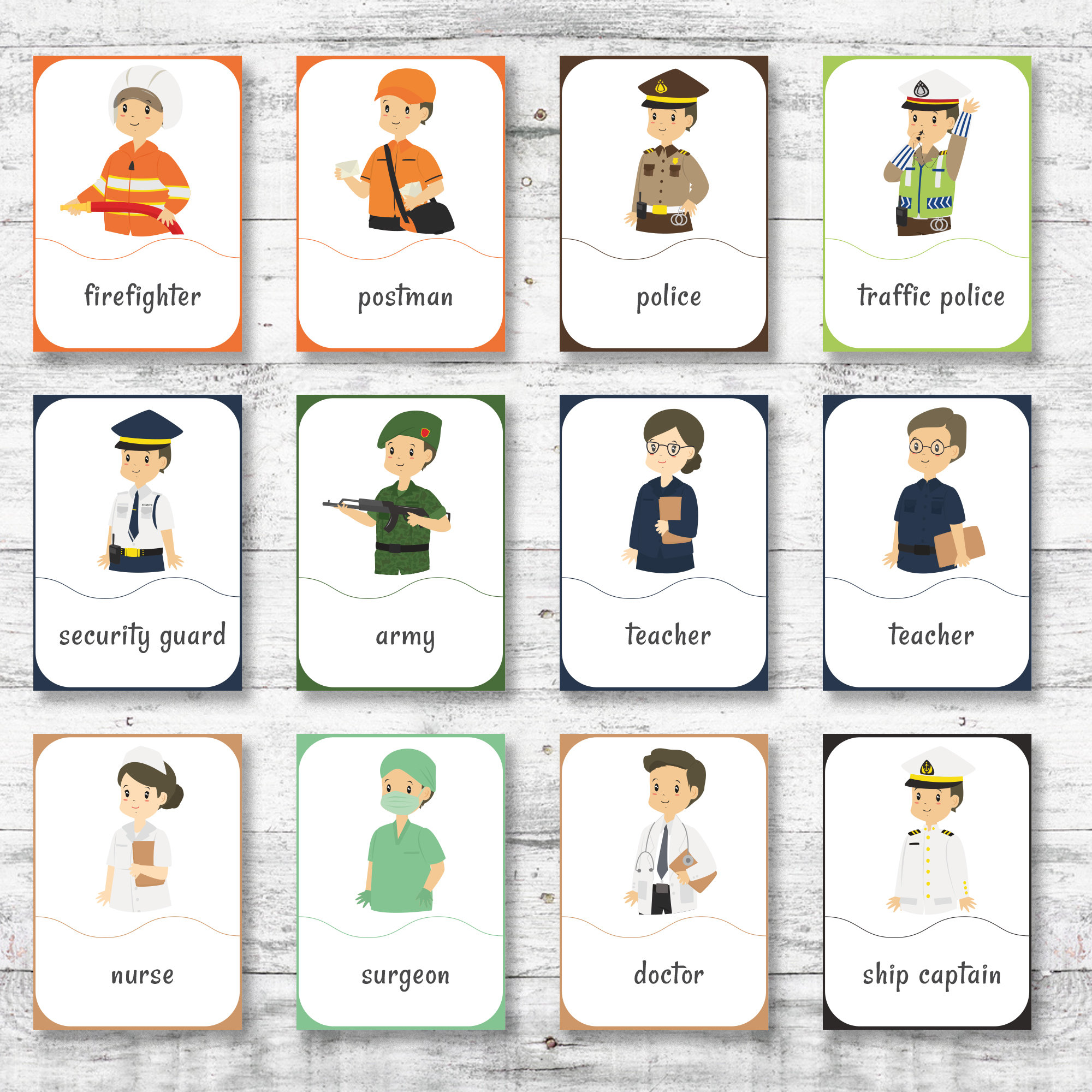 29 Printable Kindergarten Professions Flash Cards, Printable Flash ...