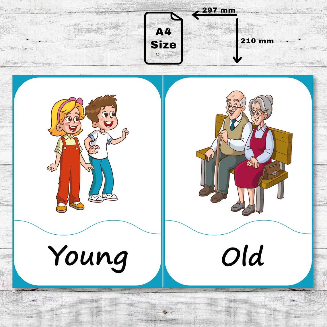 12 PDF A4 Digital Printable Opposites Matching Flash Cards, Printable ...