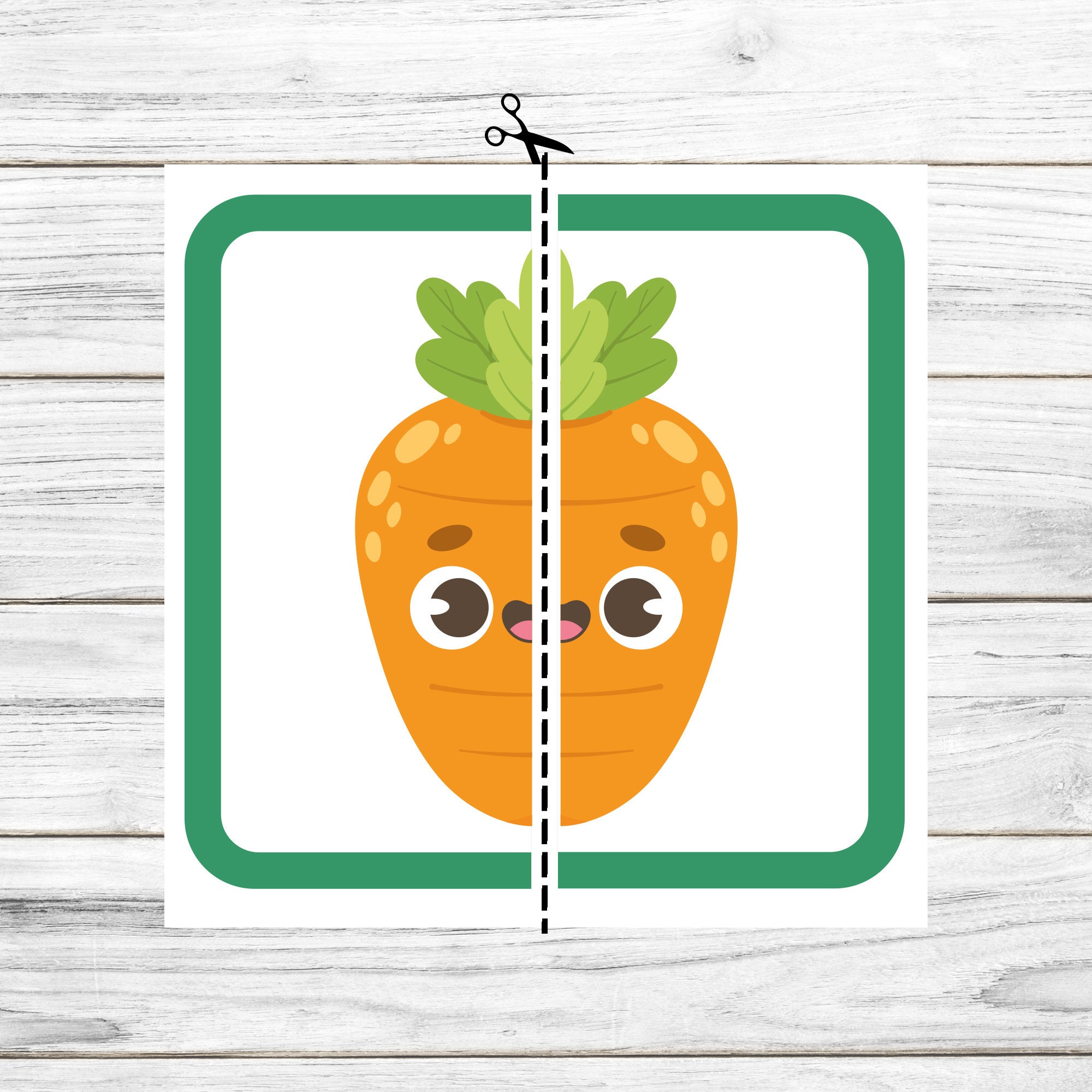 Vegetable and Fruit Matching Puzzle Printable Flashcards Digital ...