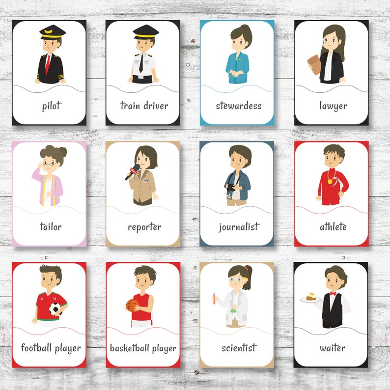 29 Professions Flash Cards: Kindergarten Printable (PDF) - Etsy