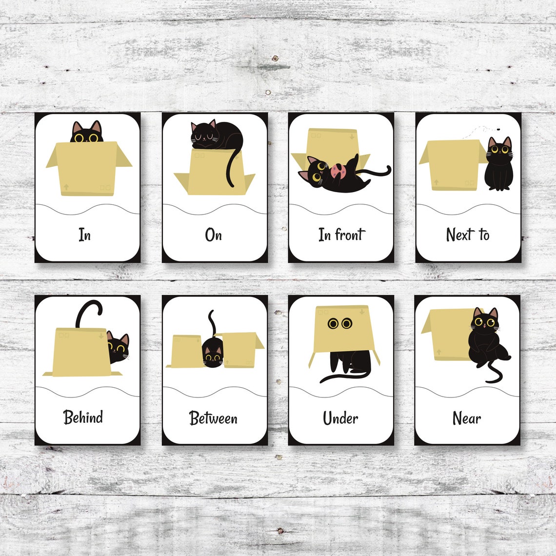 Prepositions Digital Printable Flashcards, Prepositions Montessori ...