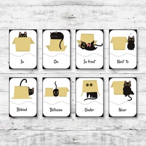 Prepositions Digital Printable Flashcards, Prepositions Montessori ...