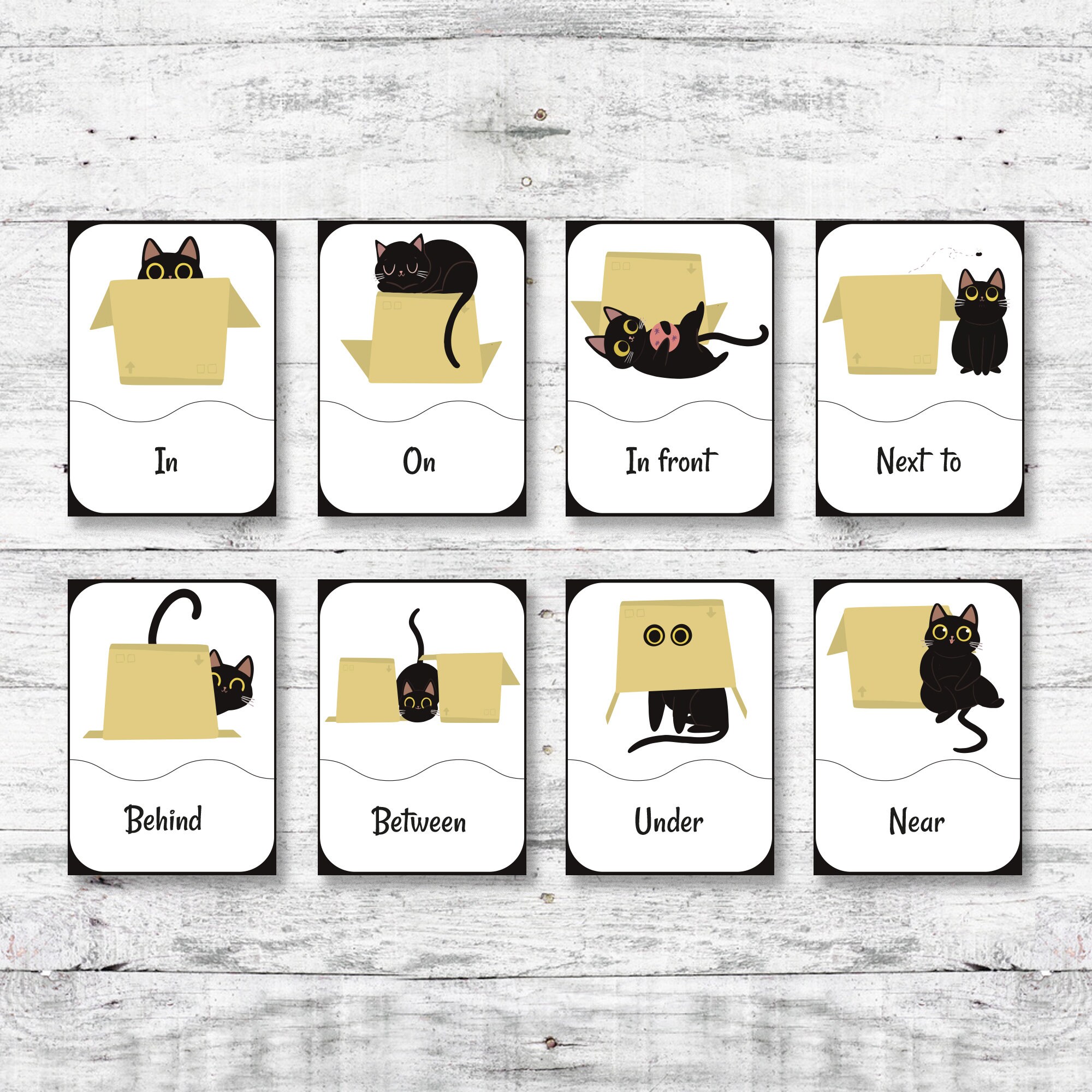 Prepositions Digital Printable Flashcards, Prepositions Montessori ...