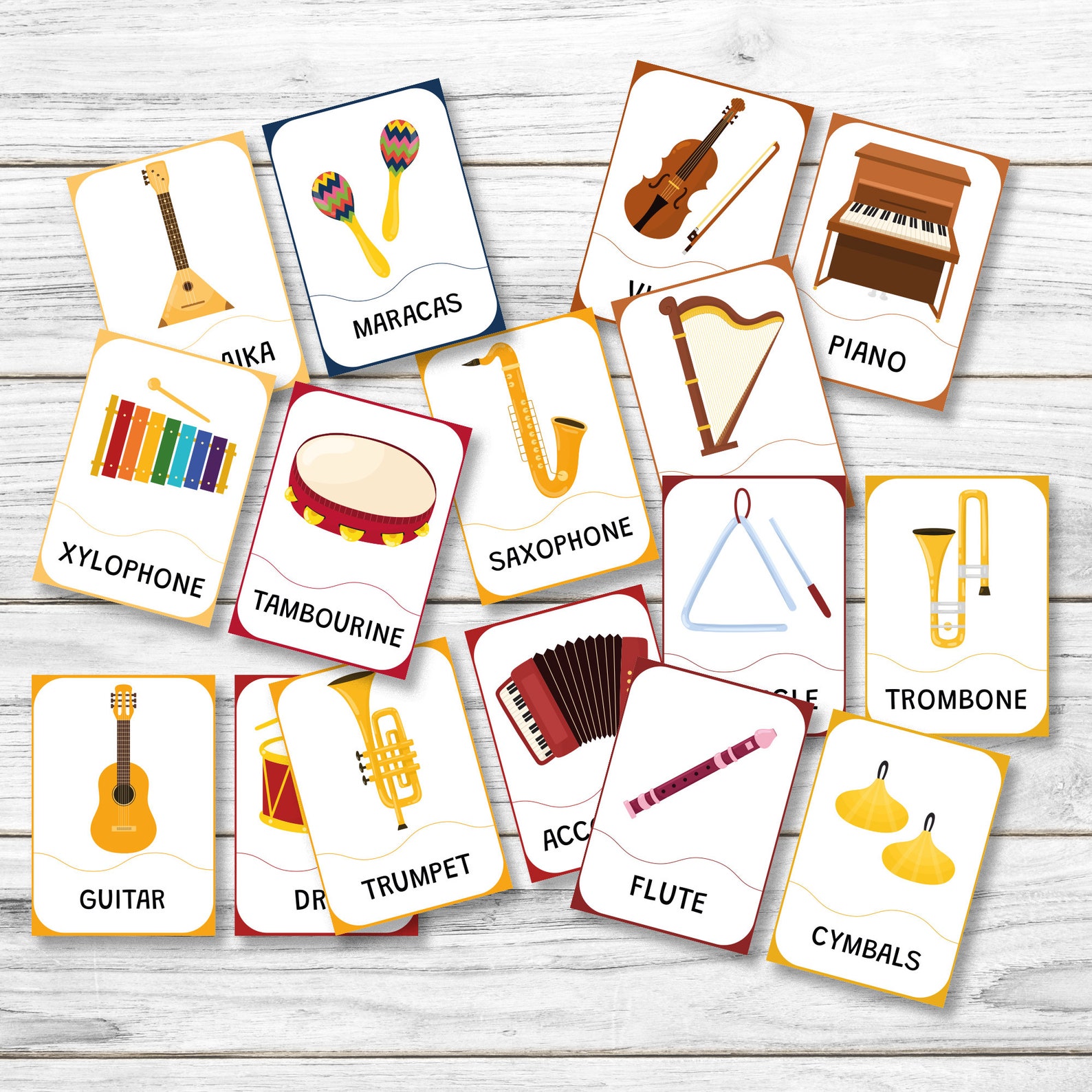 16 Musical Instruments Printable Flash Cards, Musical Instruments Cards ...