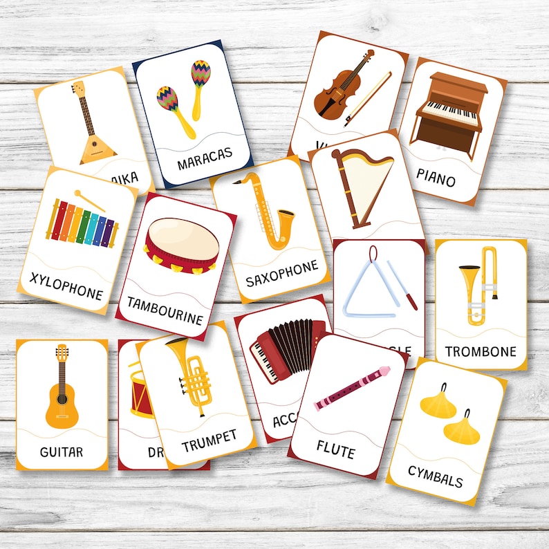 16 Musical Instruments Printable Flash Cards, Musical Instruments Cards ...