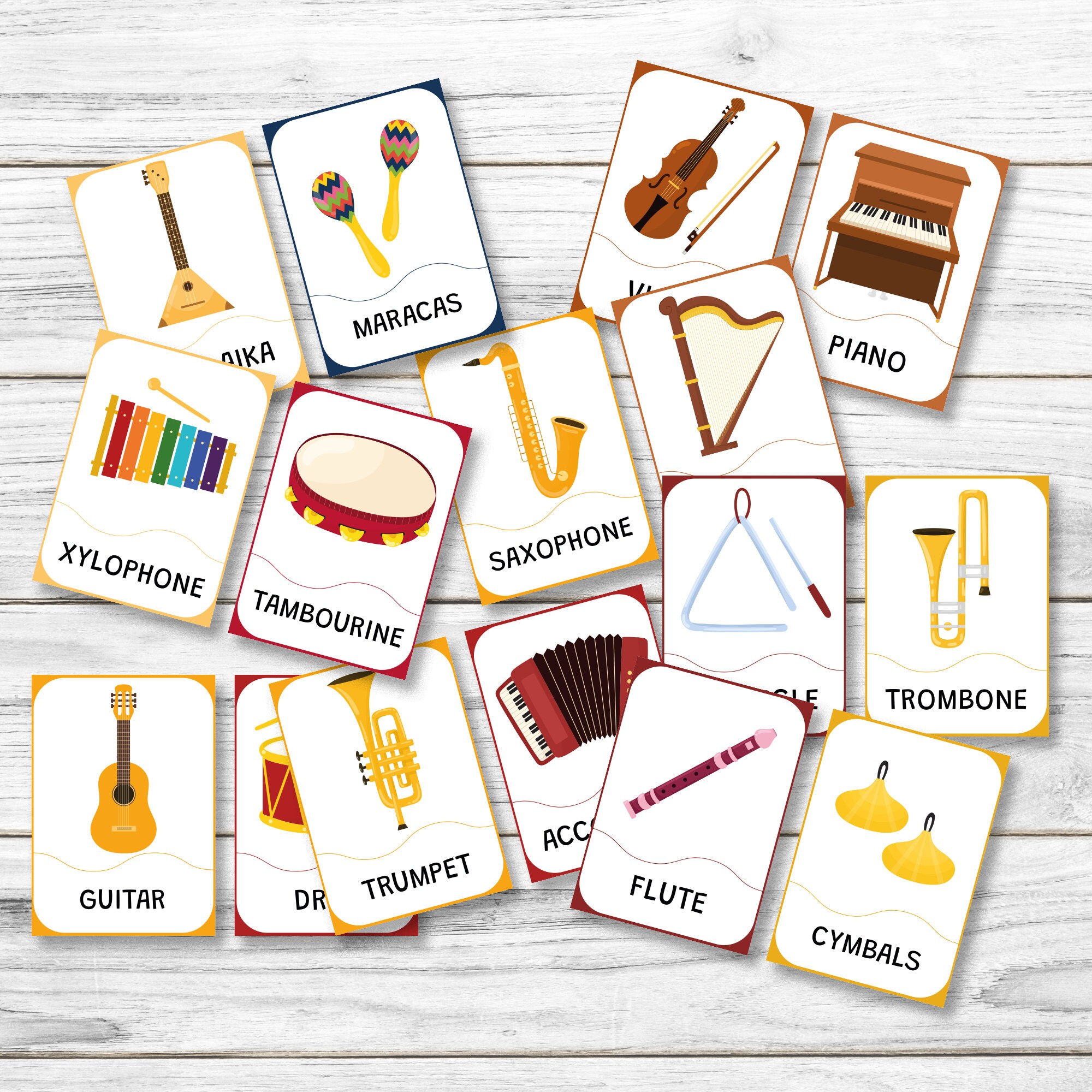 16 Musical Instruments Printable Flash Cards, Musical Instruments Cards ...