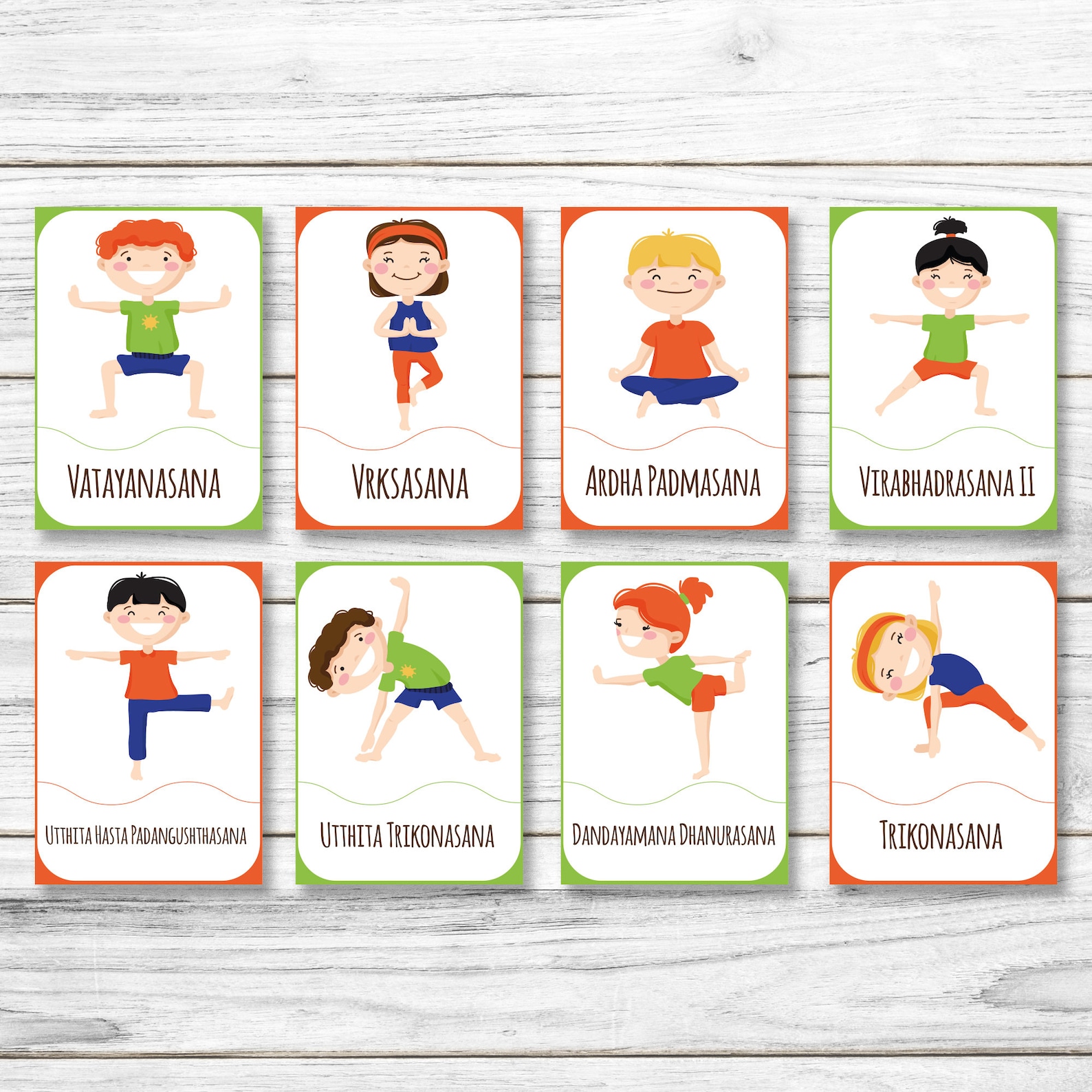 Printable Kids Exercise Cards, Digital Active Kid Card Set, Set of 16 ...