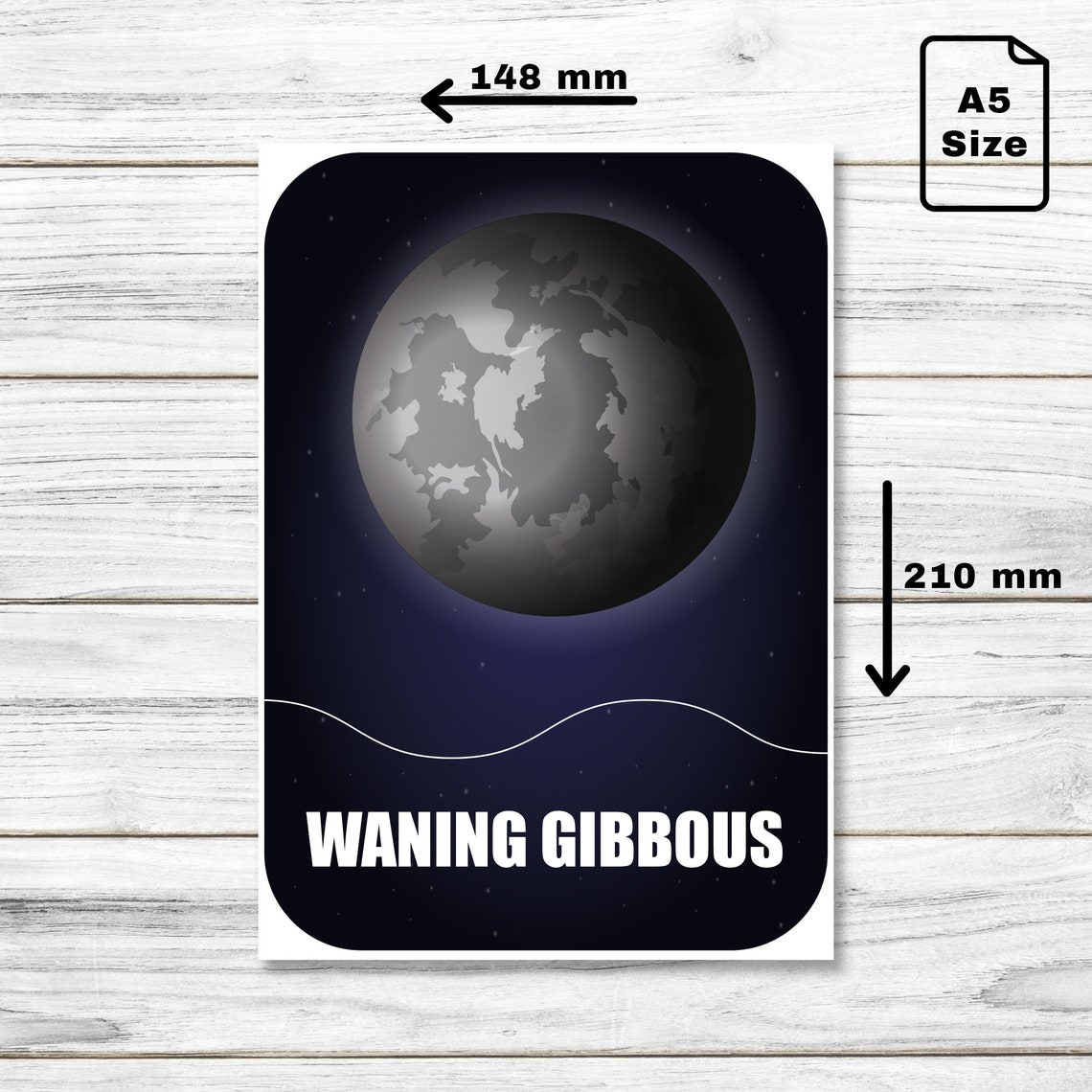 Printable Moon Phase Print Card, Phases of the Moon, Printable Moon ...