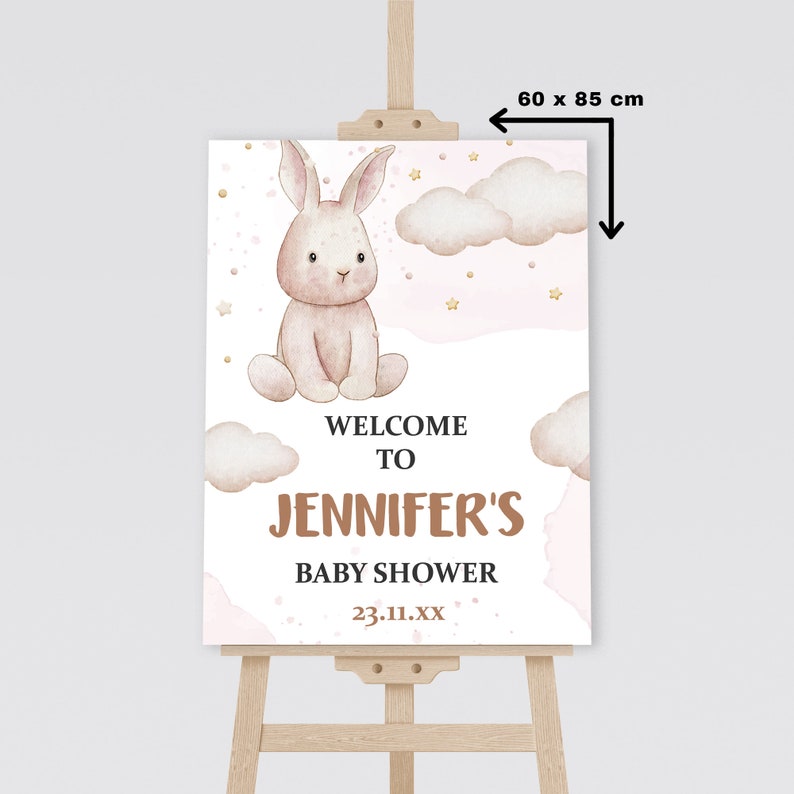 Tiny Rabbit Baby Shower Poster - Printable Baby Shower Welcome Sign ...