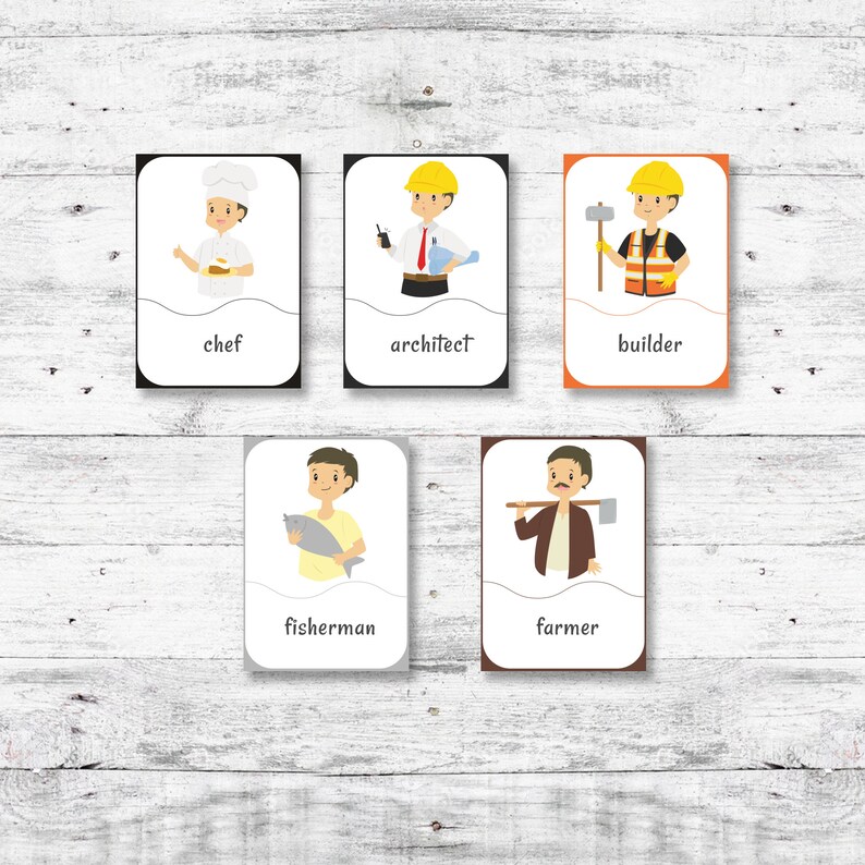 29 Professions Flash Cards: Kindergarten Printable (PDF) - Etsy