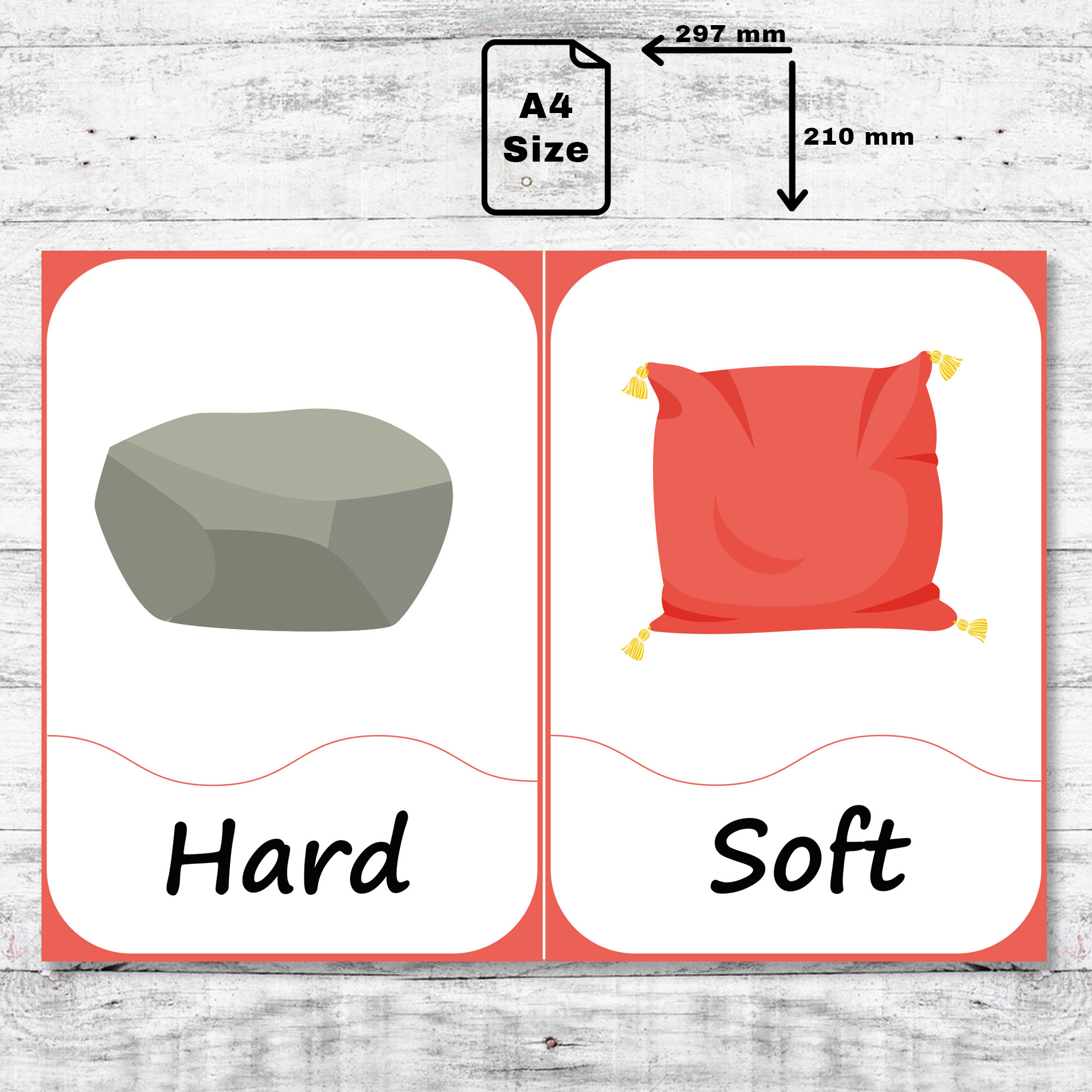 12 PDF A4 Digital Printable Opposites Matching Flash Cards, Printable ...