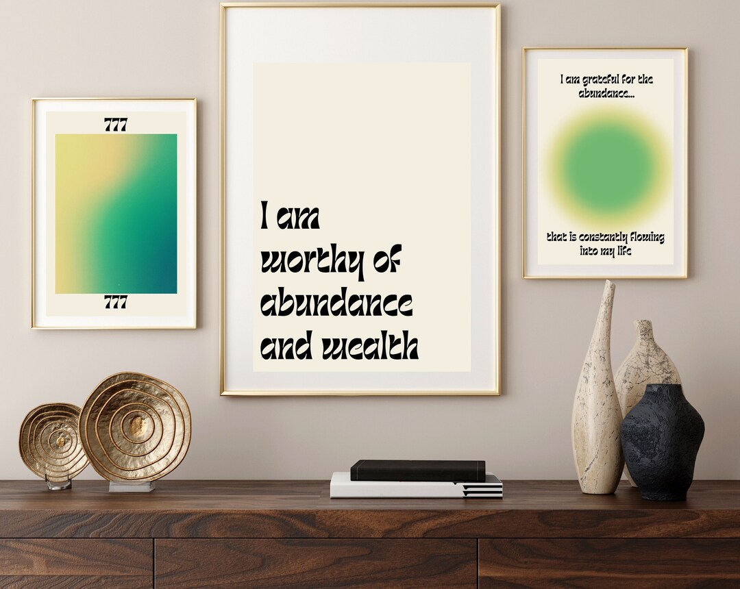 Aura Manifest Poster SET, 777 Angel Numbers Poster, Affirmation Wall ...
