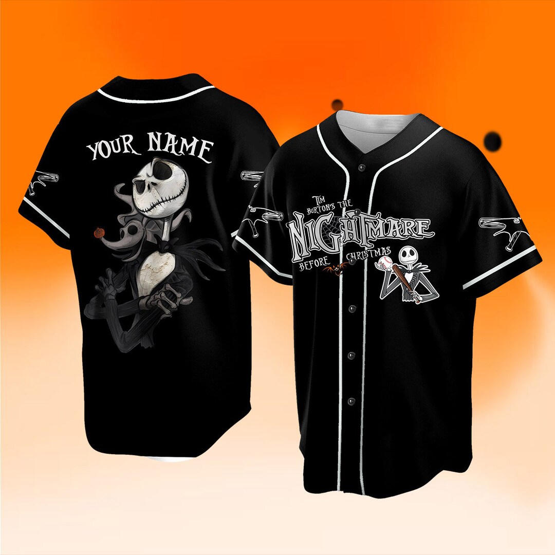 Jack Skellington Jersey Jack Skellington Baseball Shirt - Etsy UK