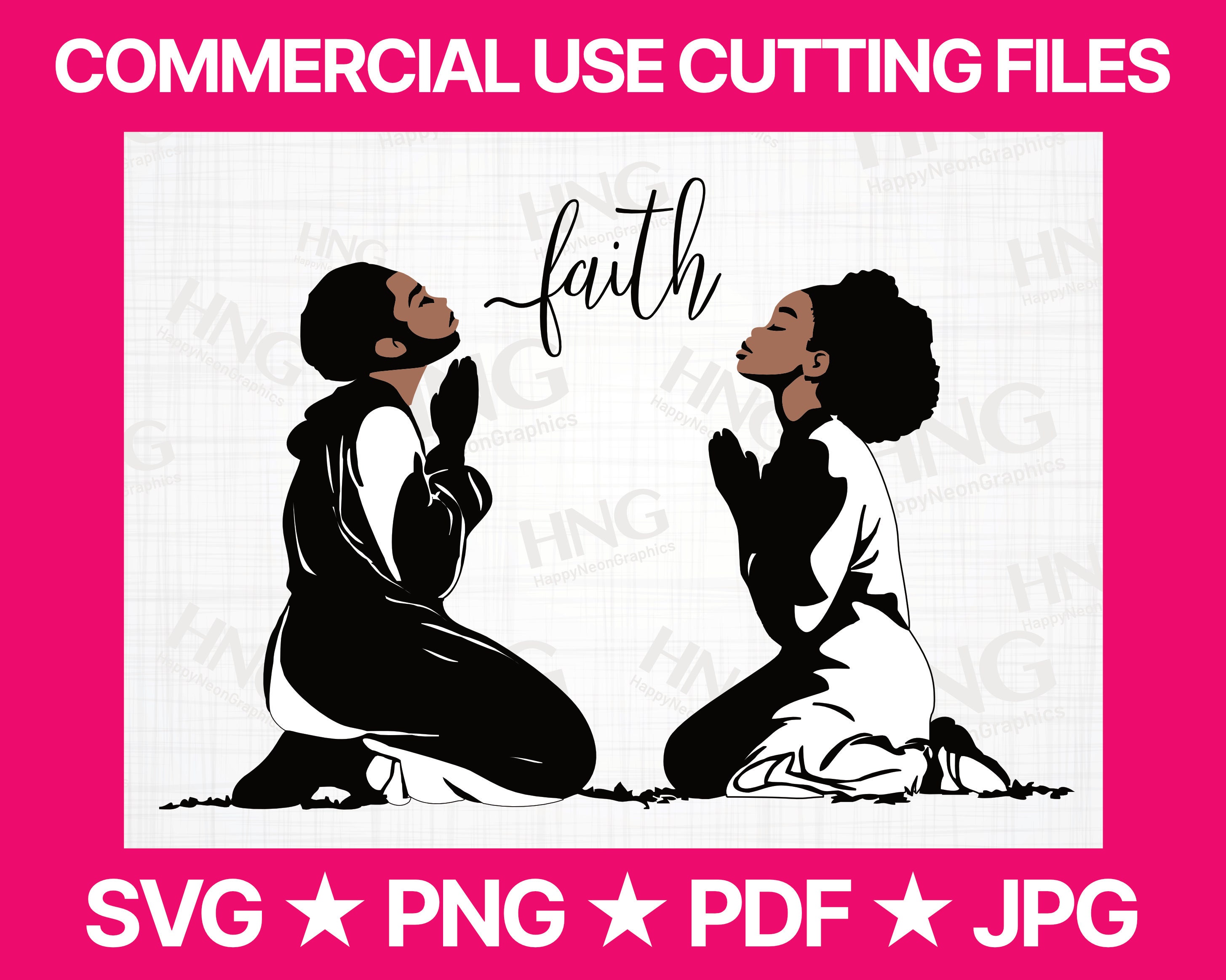 Black Man And Woman Praying Svg Couple Faith Svg African Etsy
