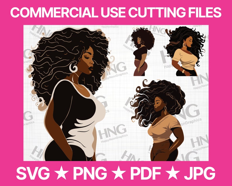 Curvy Black Woman Bundle Svg Curvy Afro Girl Svg Curvy Etsy