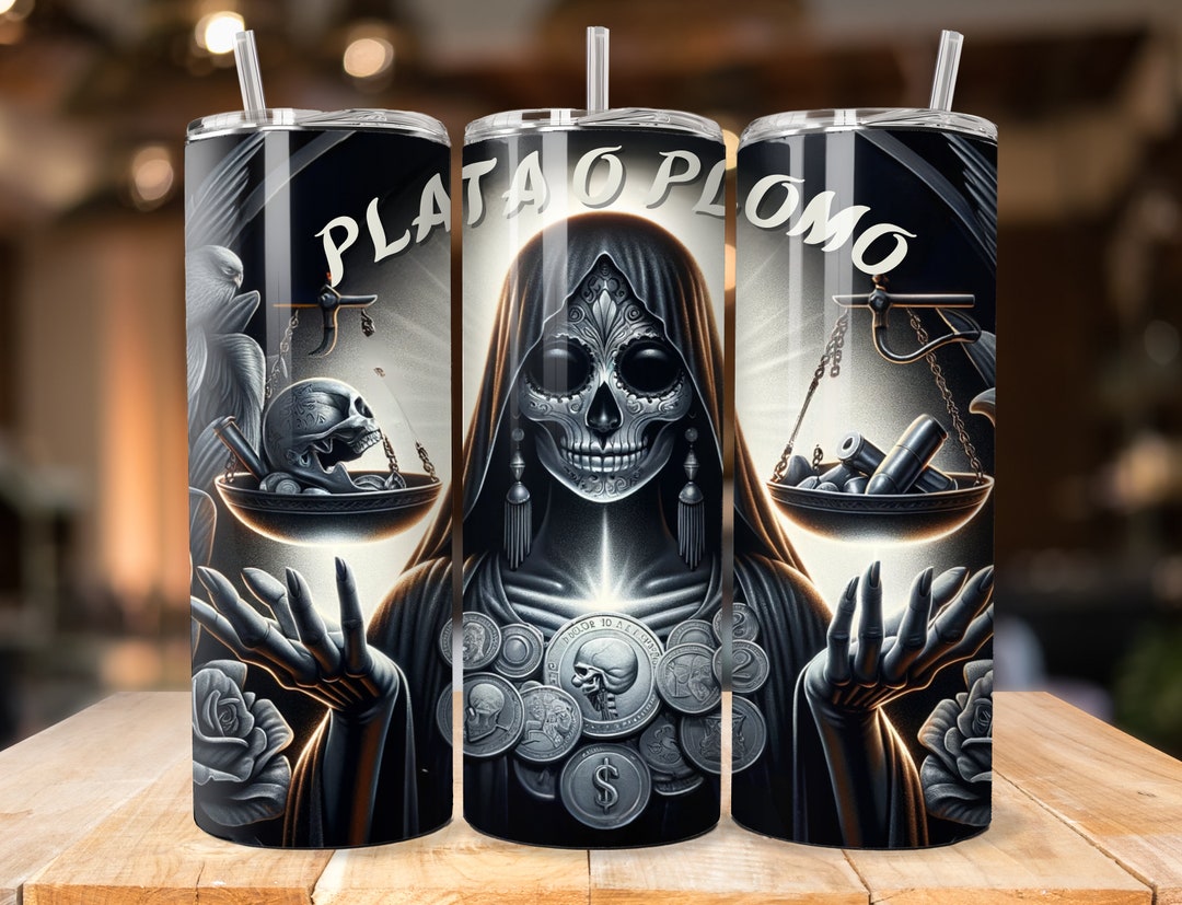 Santa Muerte, Proud Chicano 20 Oz Skinny Tumbler Sublimation Plato O ...