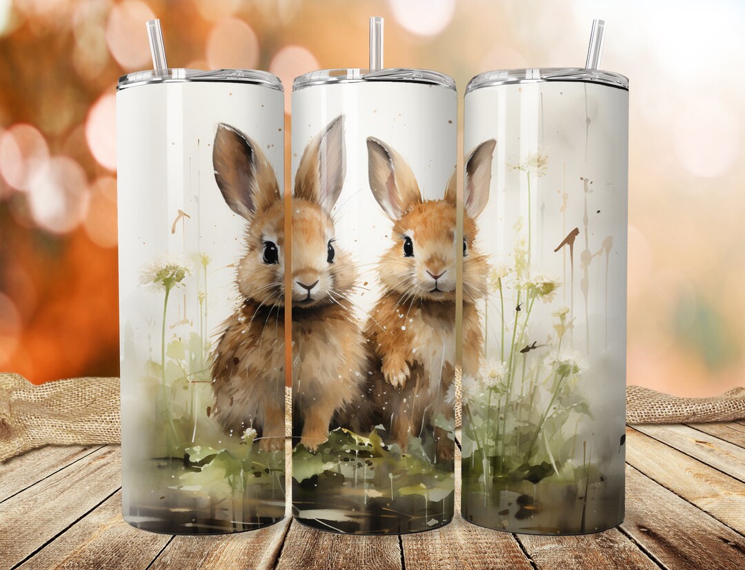 Rabbits in a Meadow Seamless 20 Oz Skinny Tumbler Sublimation Design ...
