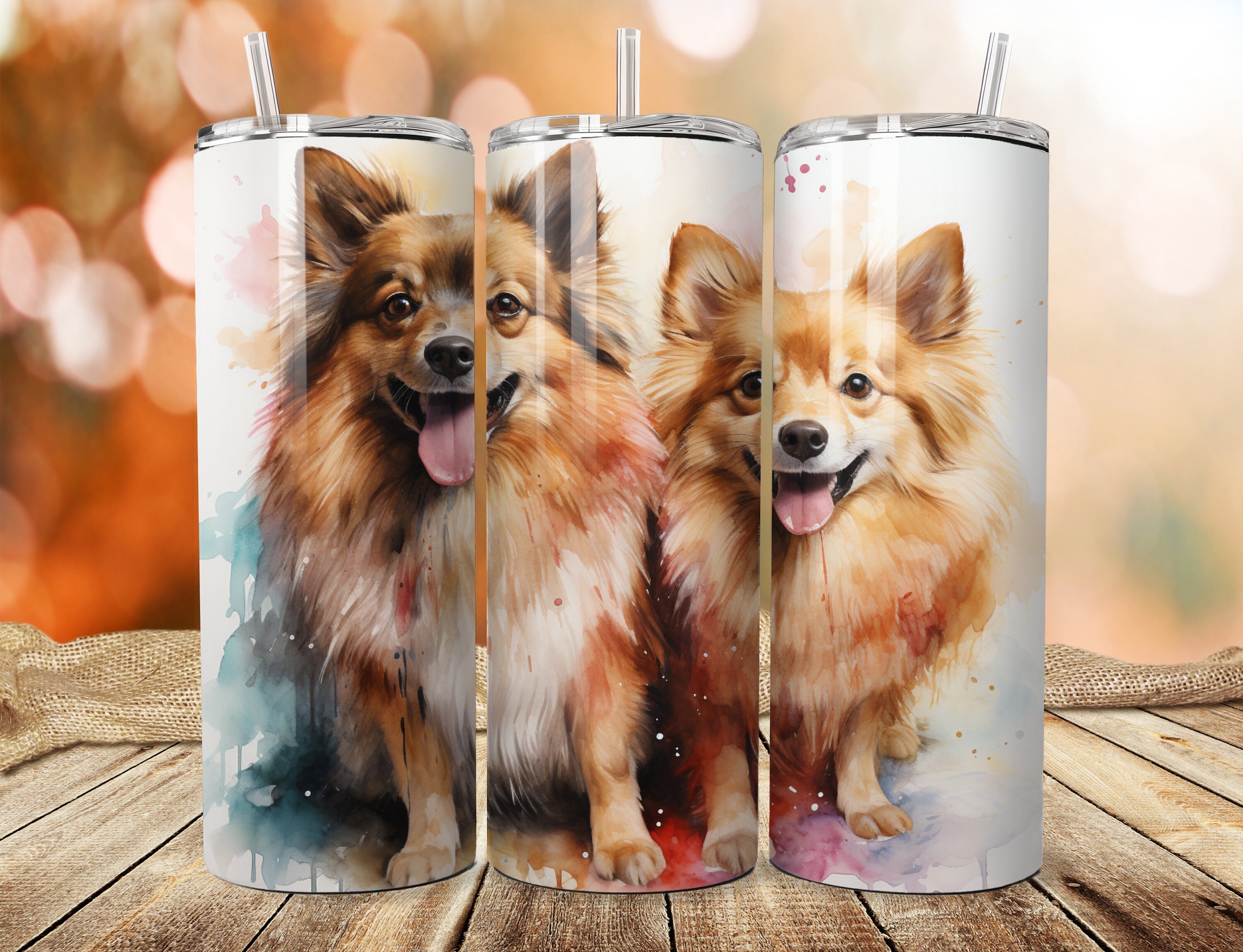 20oz Skinny Tumbler Pomeranian Dog Sublimation Design Straight ...