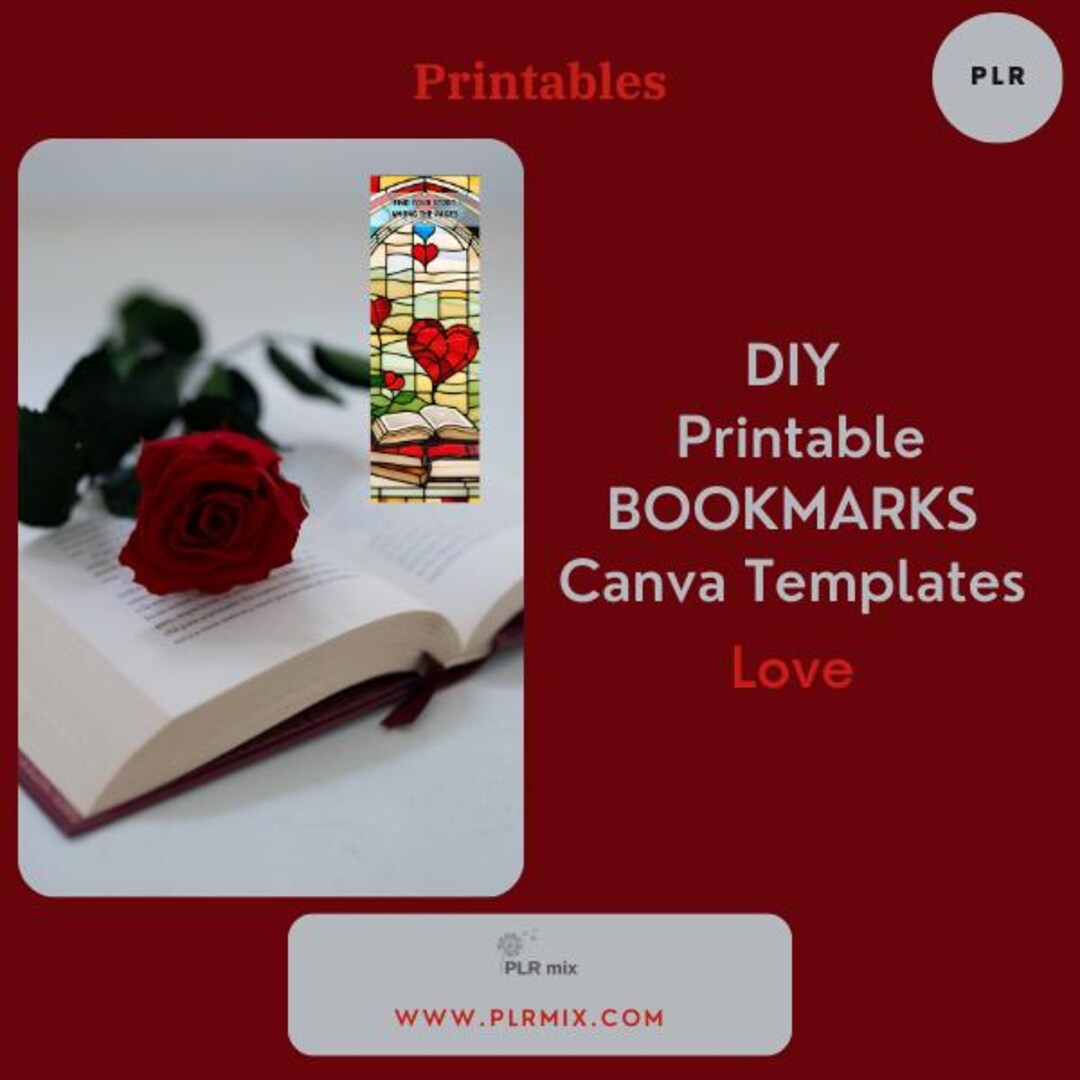 DIY Printable Love Bookmarks | Canva Template | Painted Glass Style ...