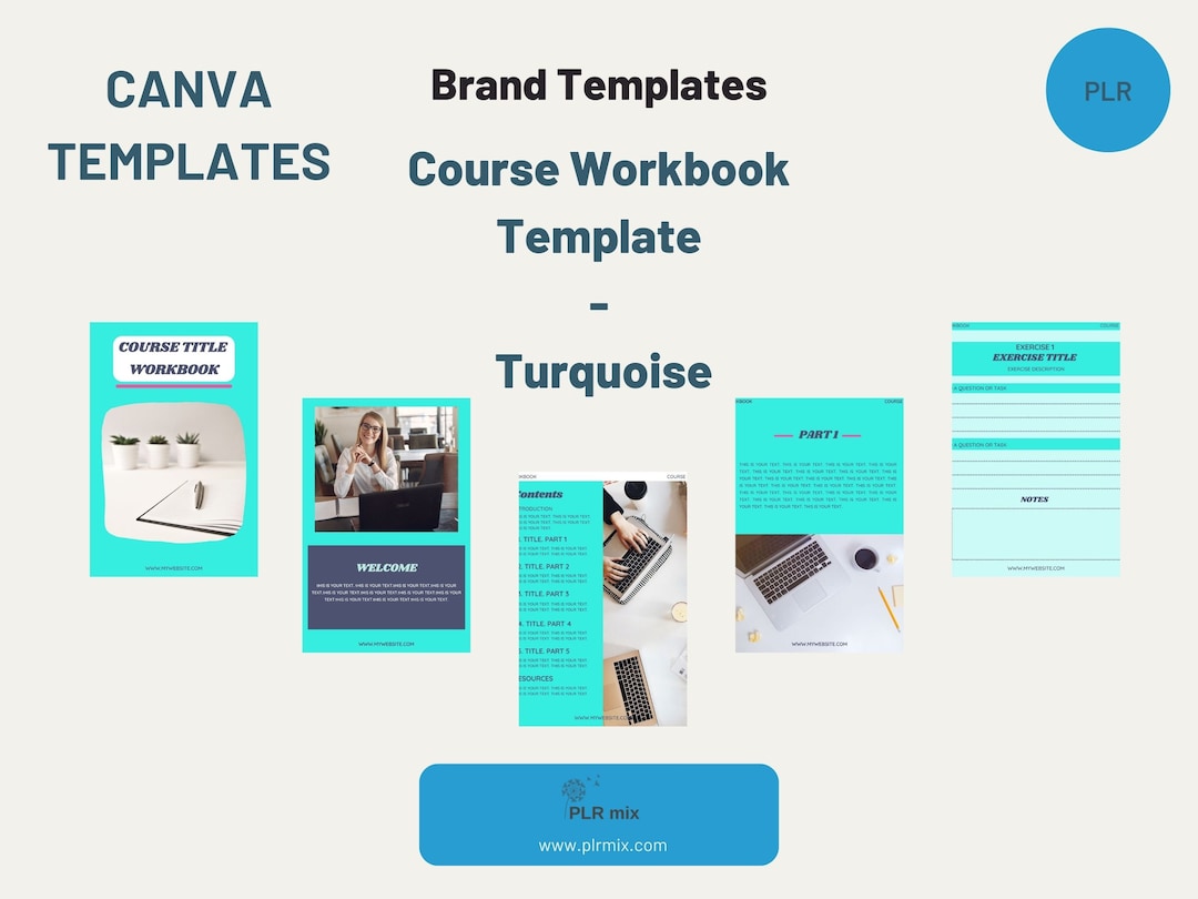 Course Workbook Canva Template - Turquoise. PLR - Etsy