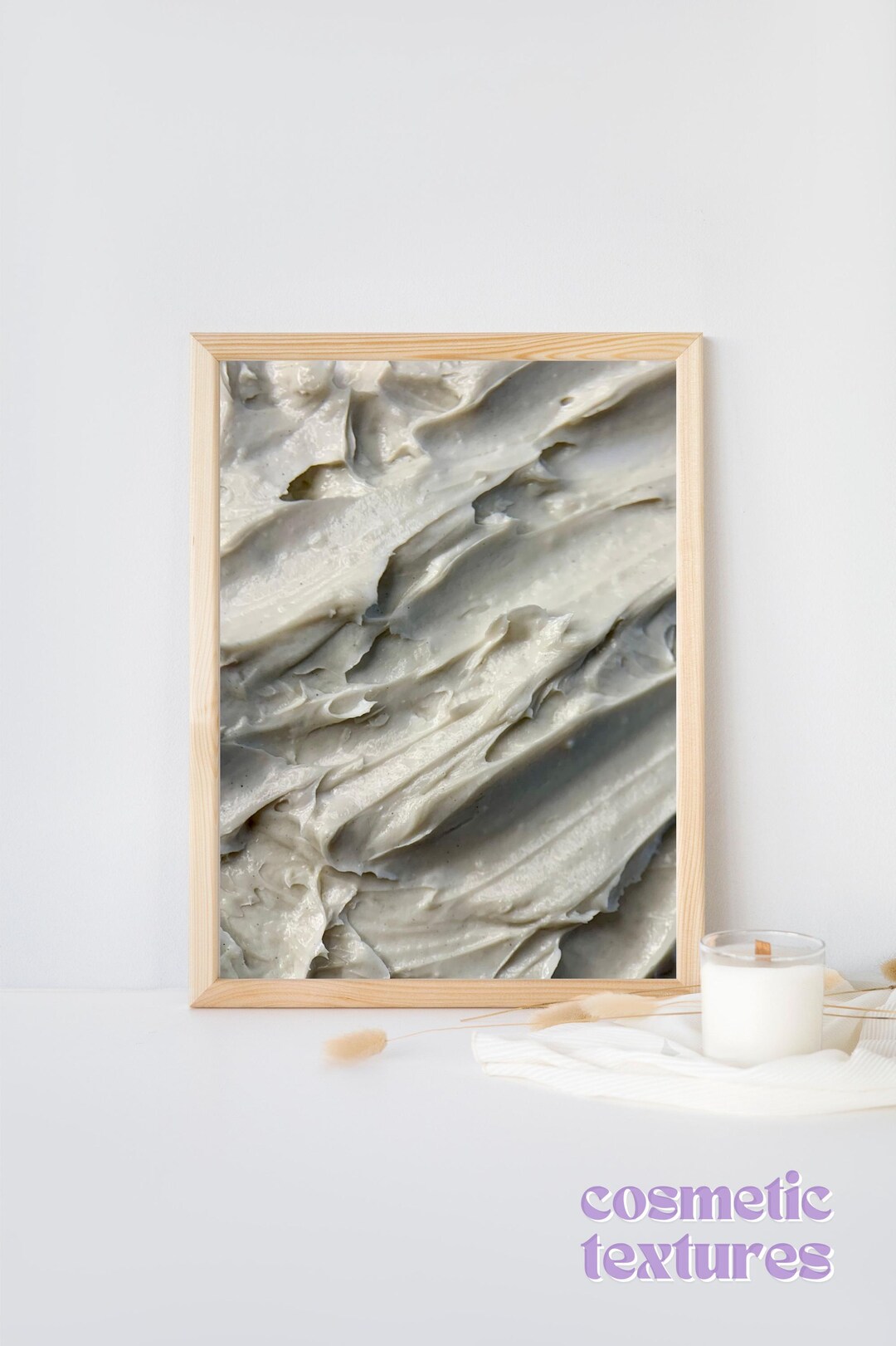 Clay Mask Texture Skincare Poster, Grey Kaolin Clay Facial Mask ...