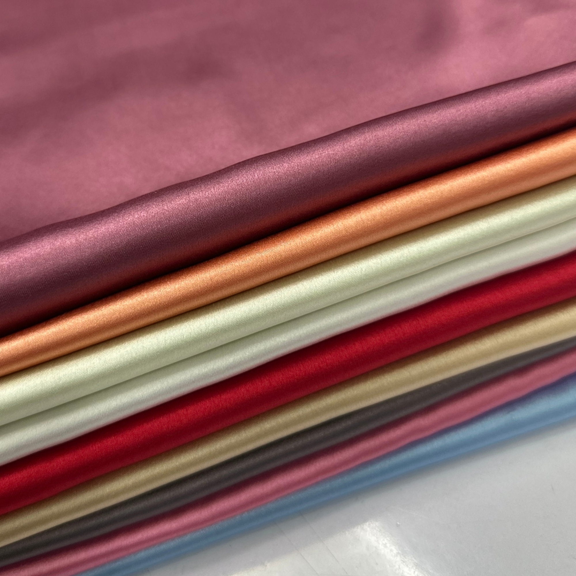 Satin Fabrics Plain Silky, Shiny Silk by the Yard: Artificial Silk ...