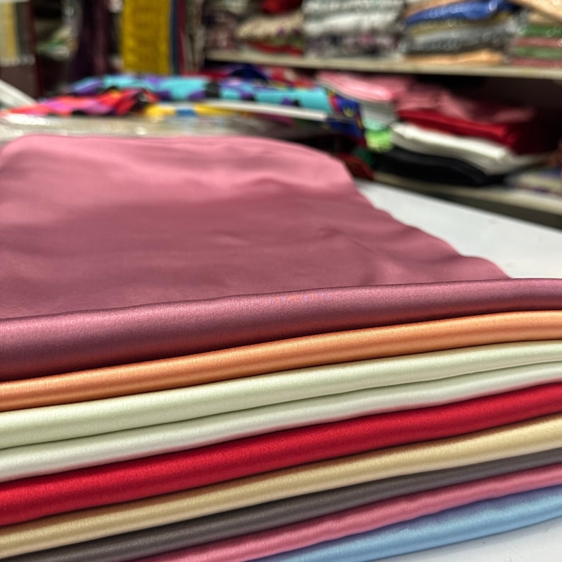 Satin Fabrics Plain Silky, Shiny Silk by the Yard: Artificial Silk ...