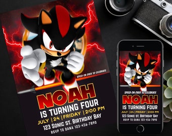 Sonic Shadow Birthday Invitation - Etsy UK