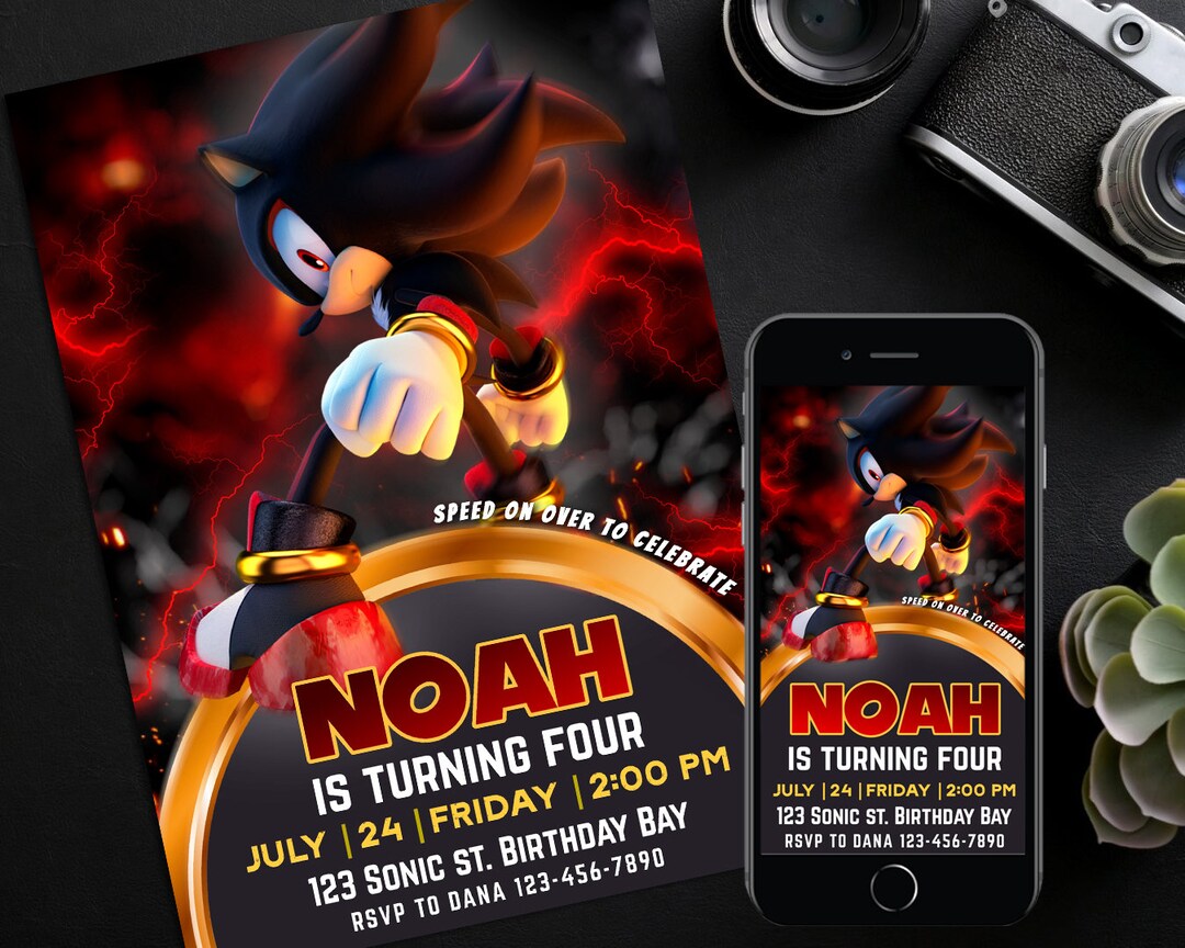 Sonic Shadow Invitación De Cumpleaños Invitación Editable - Etsy México
