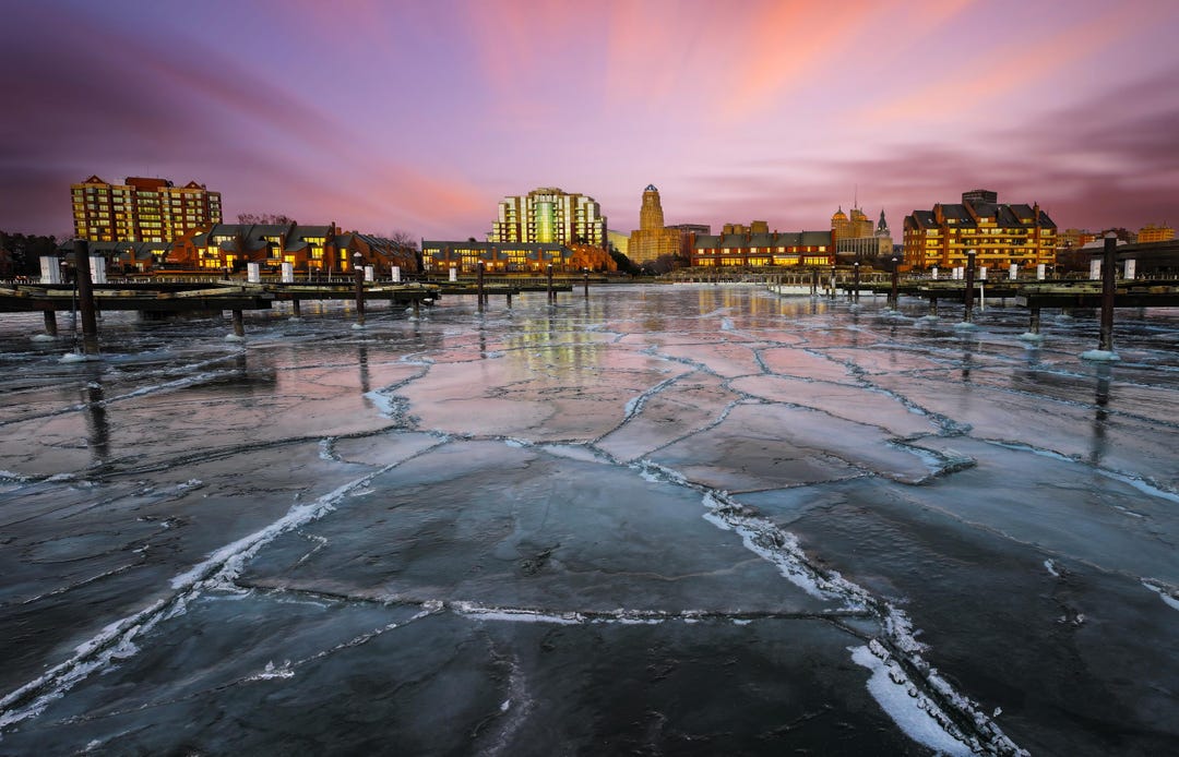 Buffalo NY Skyline Marina Print - Buffalo Waterfront | Buffalo Marina ...