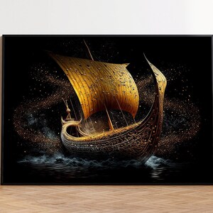 Viking Ship Poster, Viking Long Boat, Viking Poster, Mythology Wall ...