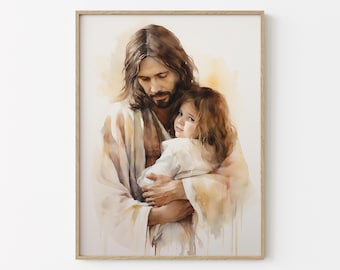 Christ With Child, Jesus Portrait, Jesus Painting, Jesus Print, Jesus ...