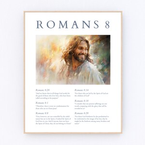 Romans 8 Bible Verses Wall Art, Impressionist Watercolor Christian Wall ...