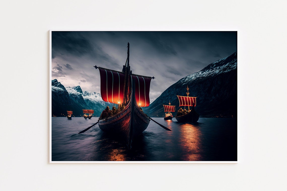 Viking Ship Poster Viking Long Boat Viking Poster Mythology - Etsy