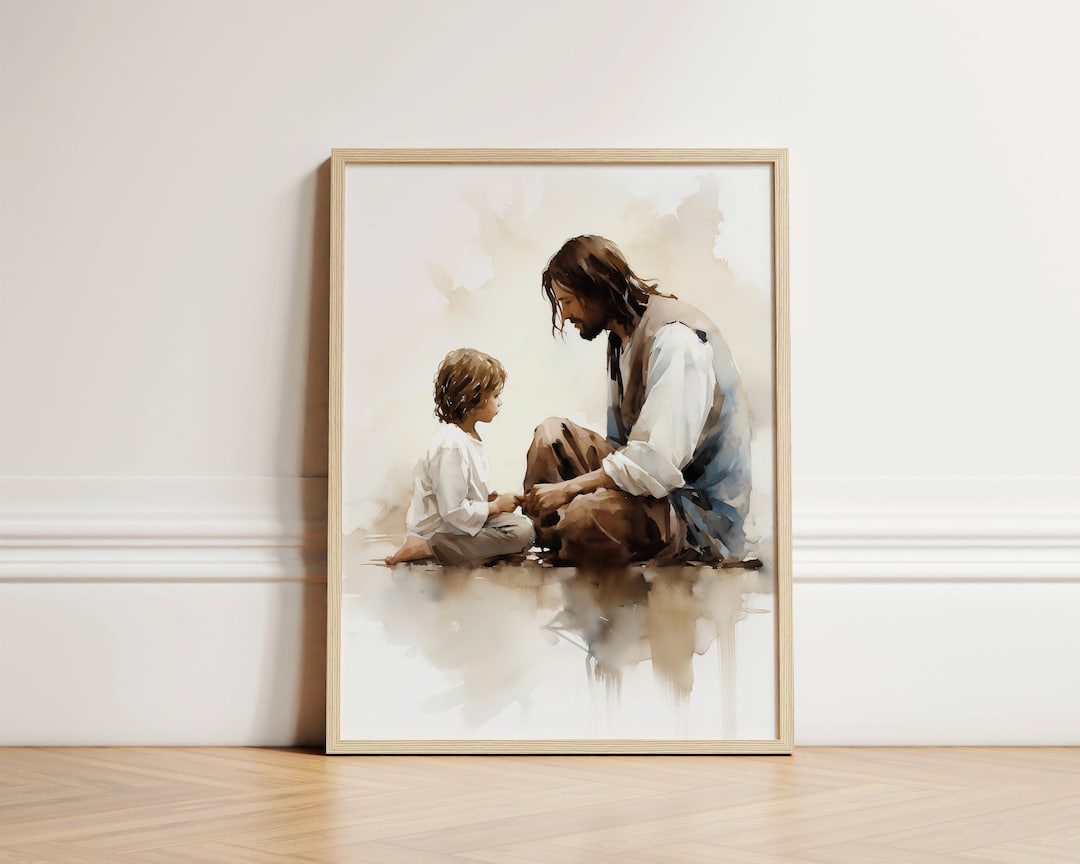 Christ With Boy, Jesus Portrait, Jesus Painting, Jesus Print, Jesus Art ...