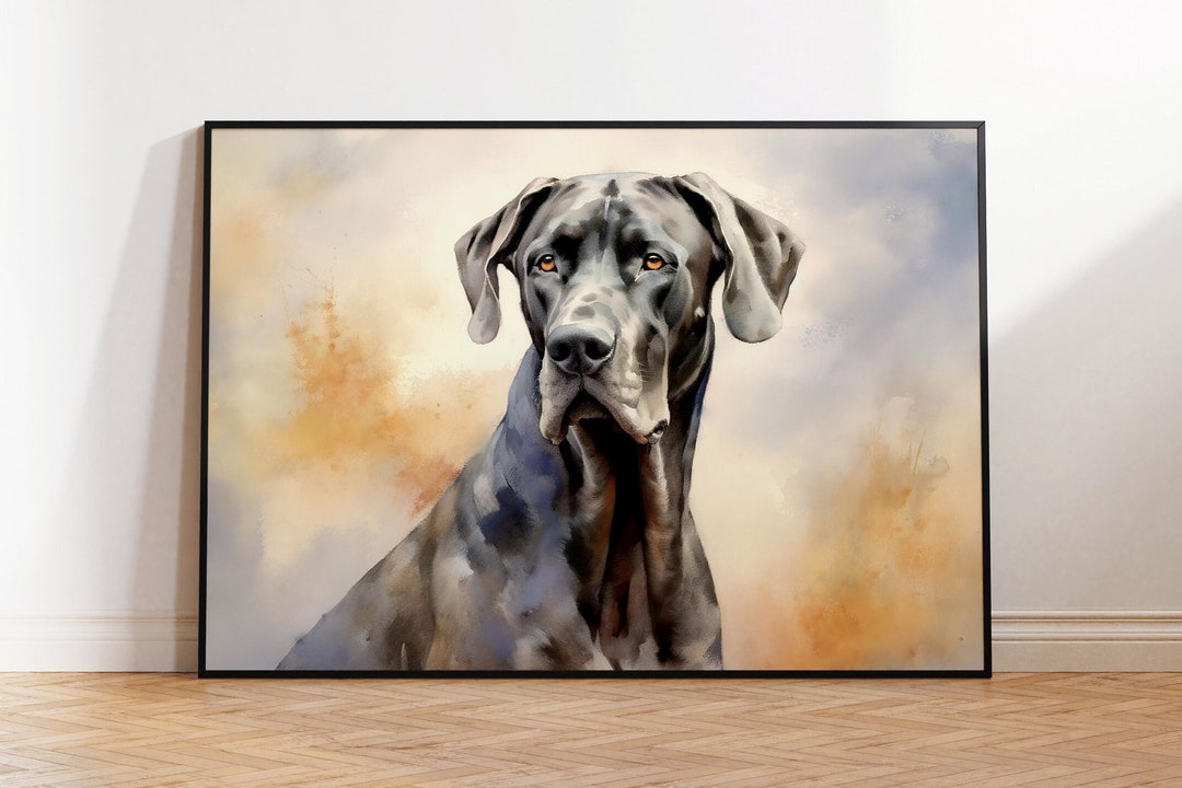 Great Dane Dog Watercolor Portrait Great Dane Dog Painting Great Dane ...