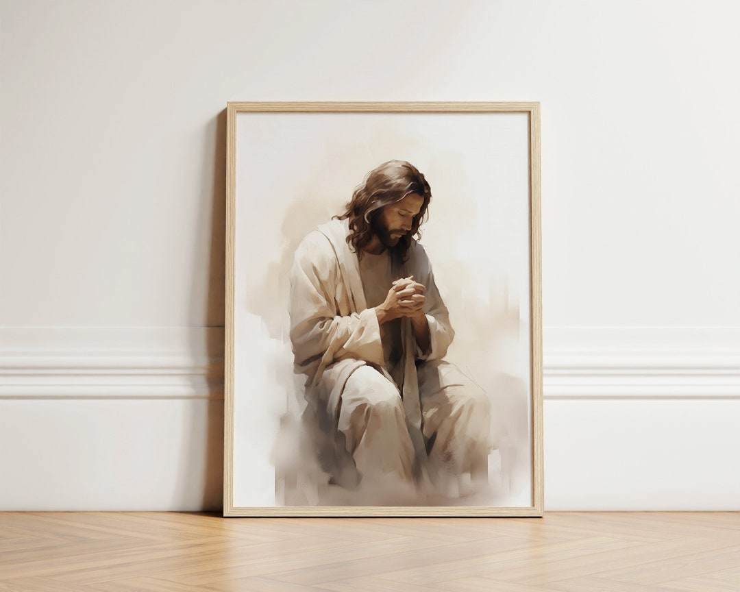 Jesus Praying Print, Jesus Painting, Jesus Poster, Watercolor Wall Art ...
