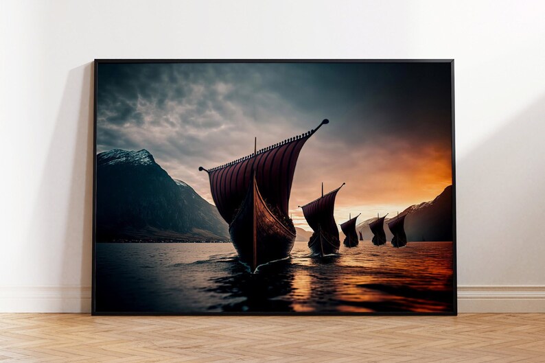 Viking Ship Poster Viking Long Boat Viking Poster Mythology - Etsy