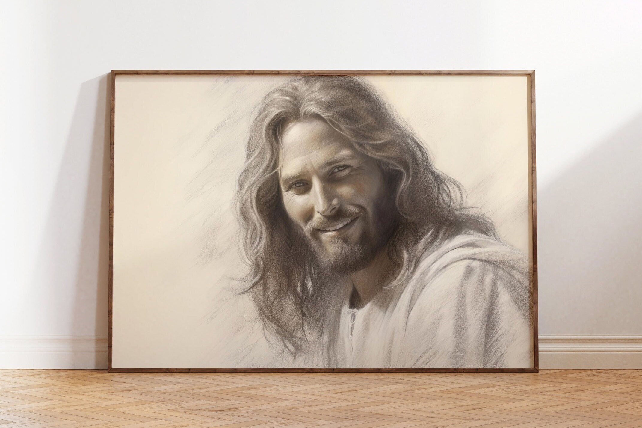 Smiling Jesus Christ Portrait: Christian Art Poster - Etsy