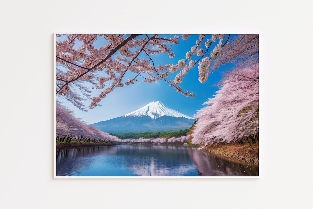 Japanese Cherry Blossom Poster Mount Fuji Japanese Art Edo Period Edo ...