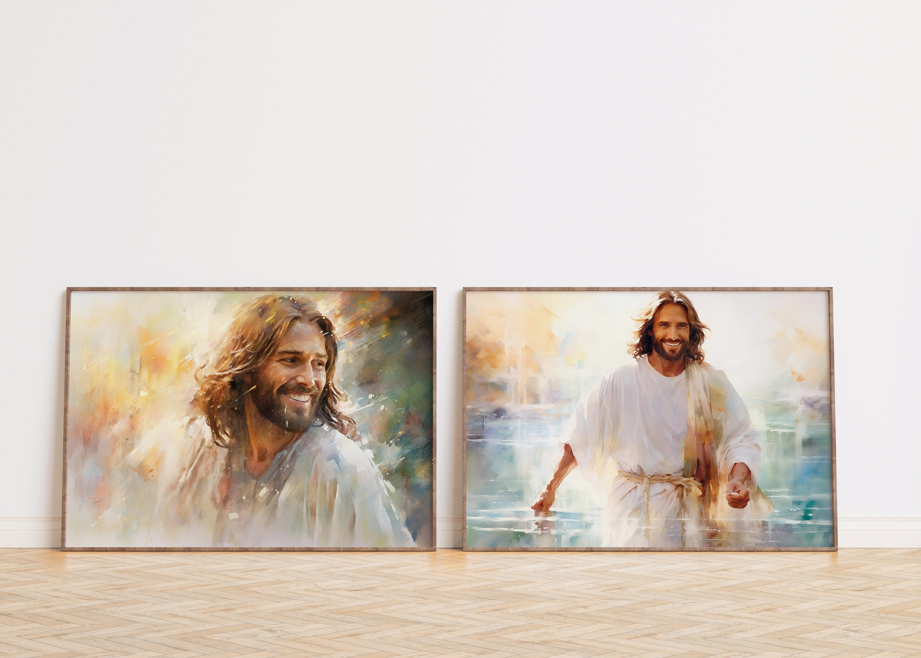 Jesus Christ Watercolor Painting Set: Christian Wall Art (digital ...