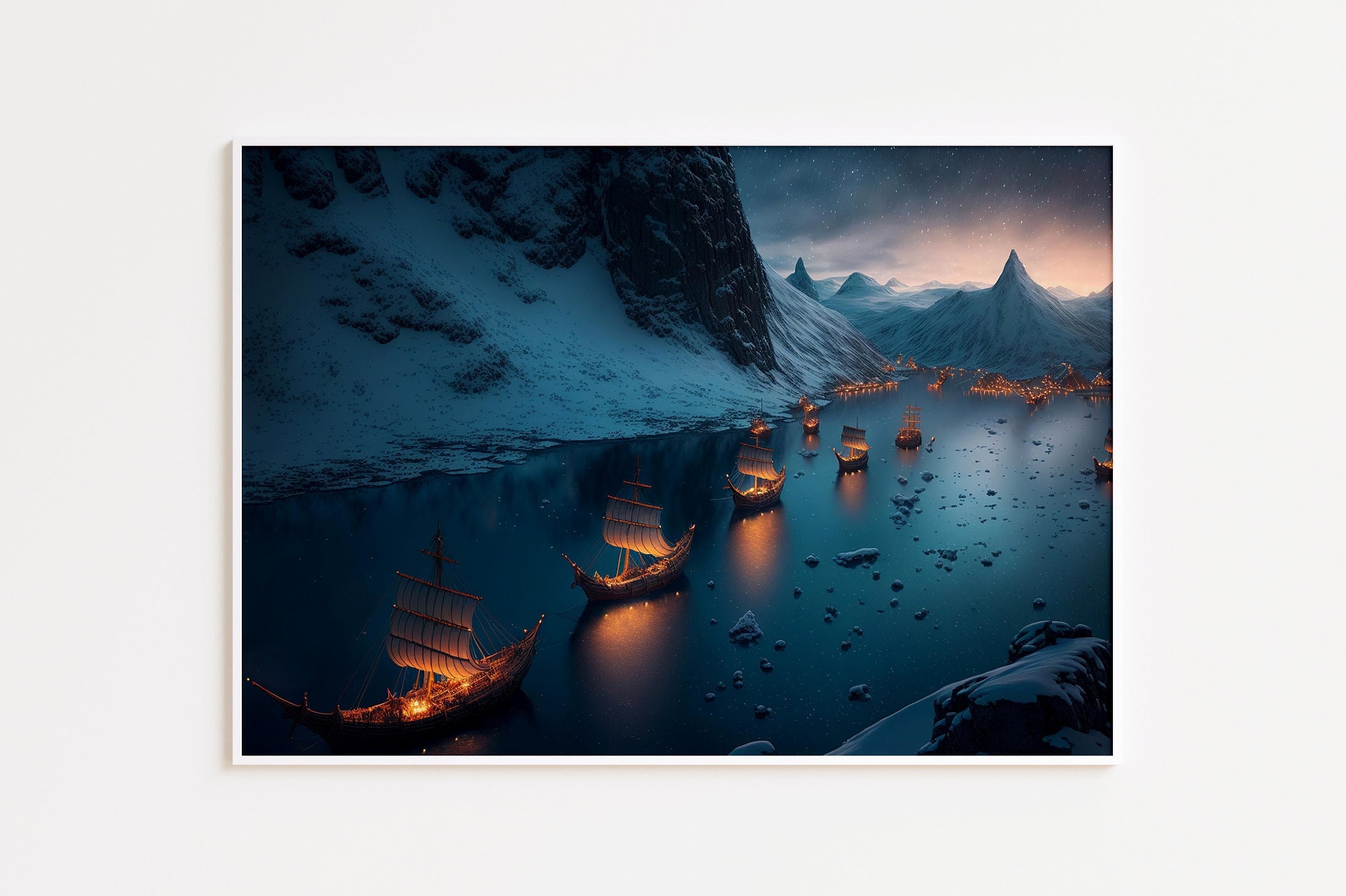 Viking Ship Poster, Norse Mythology Wall Art, Viking Norse Poster ...