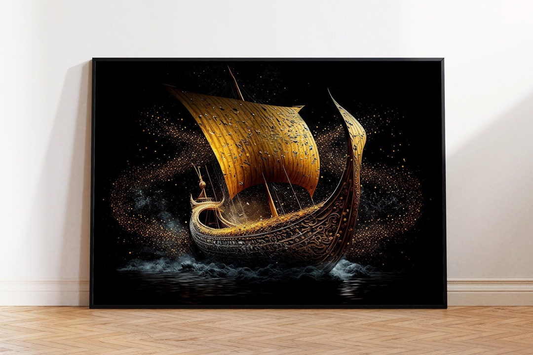 Viking Ship Poster, Viking Long Boat, Viking Poster, Mythology Wall ...