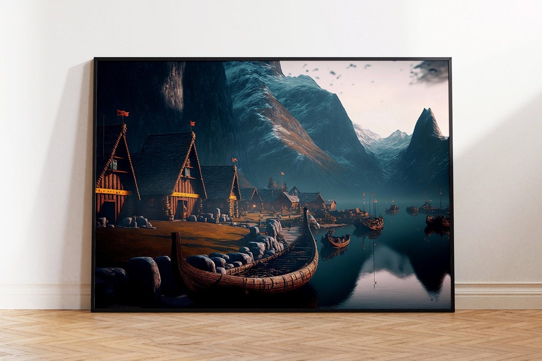Viking Village, Vikings, Vikings Decor, Norse Pagan Decor, Snowy ...