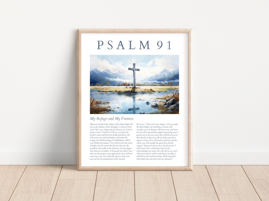 Psalm 91 Wall Art, Vintage Bible Verse Printable, Bible Verse Wall Art ...