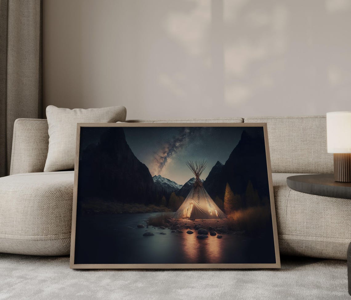 Native American Tipi Landscape Art Print - Etsy