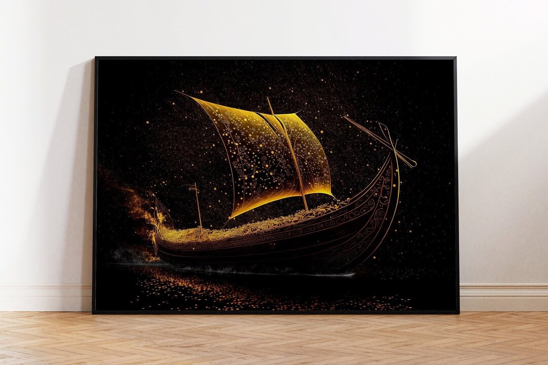 Viking Ship Poster, Viking Long Boat, Viking Poster, Mythology Wall ...