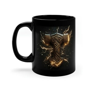 Mjolnir Viking Coffee Mug, Thors Hammer, Norse Mythology Gift, Vikings ...